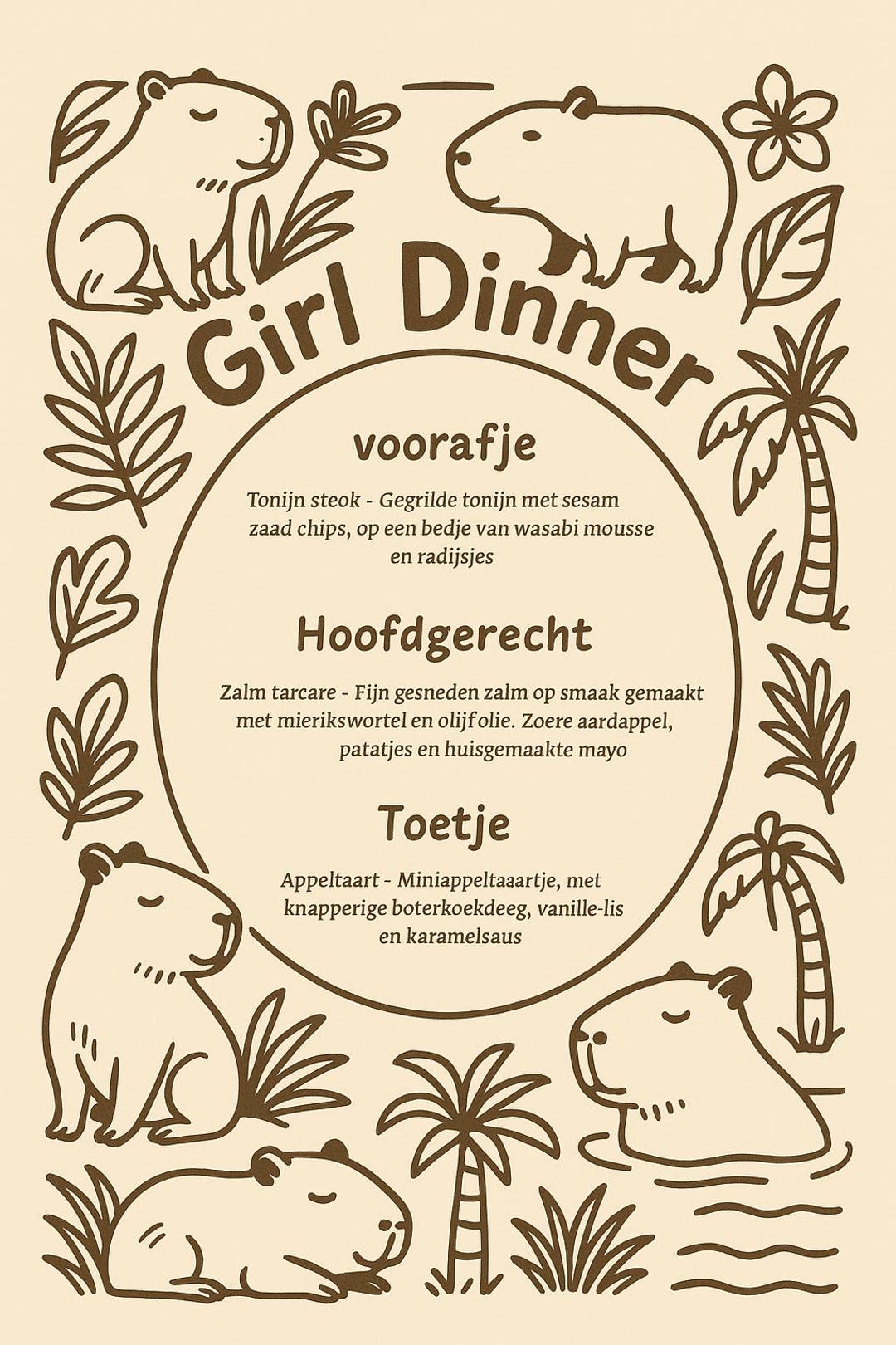 Girl Dinner Capybara Template - Etsy