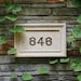 Limestone Custom Stone Brass Suspended Lettering Carved Plaque Address ...