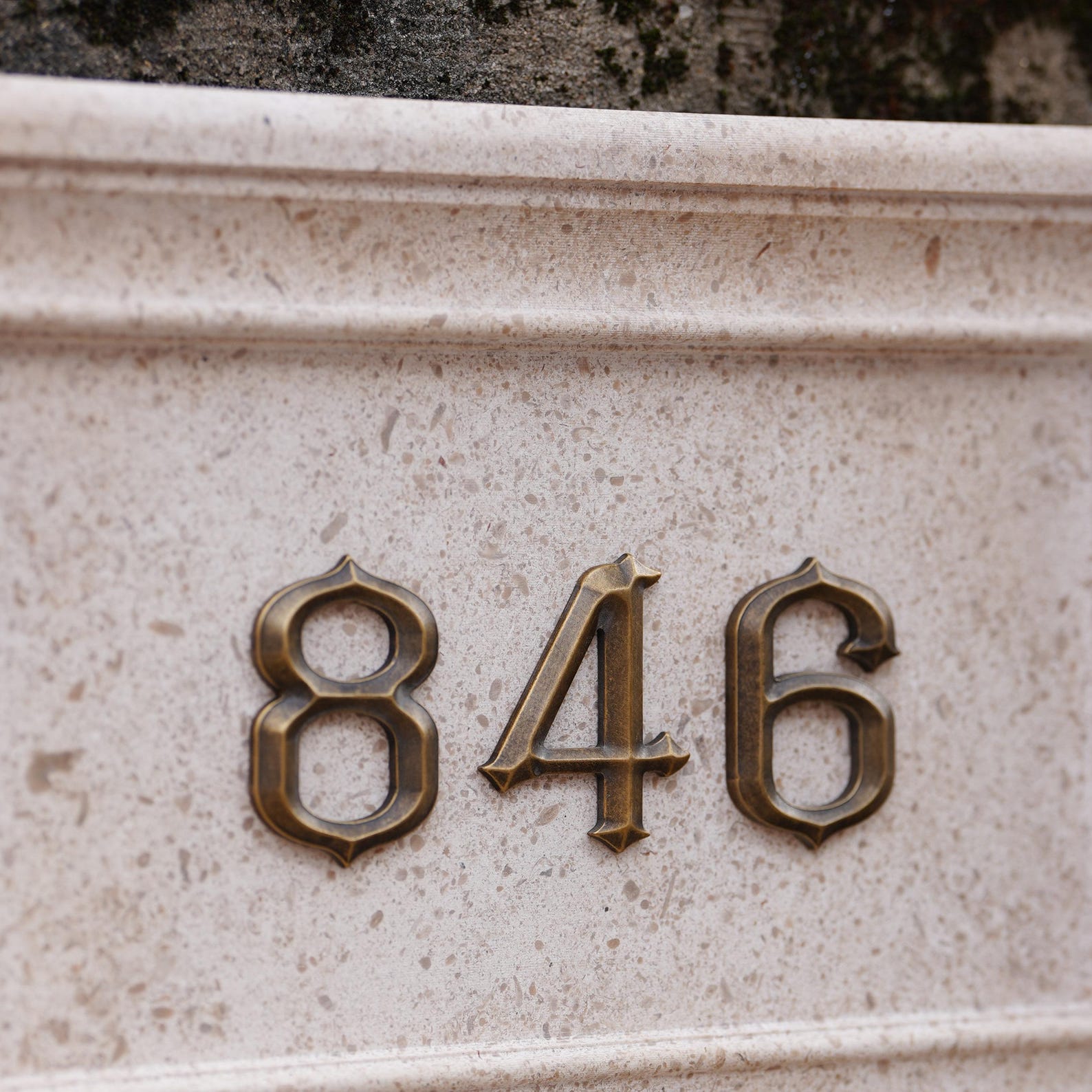 Limestone Custom Stone Brass Suspended Lettering Carved Plaque Address ...