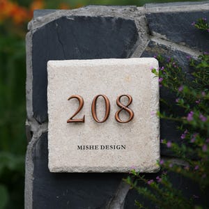 Luxury Custom Natural Stone Doorplate Address Sign Number Inlaid House ...
