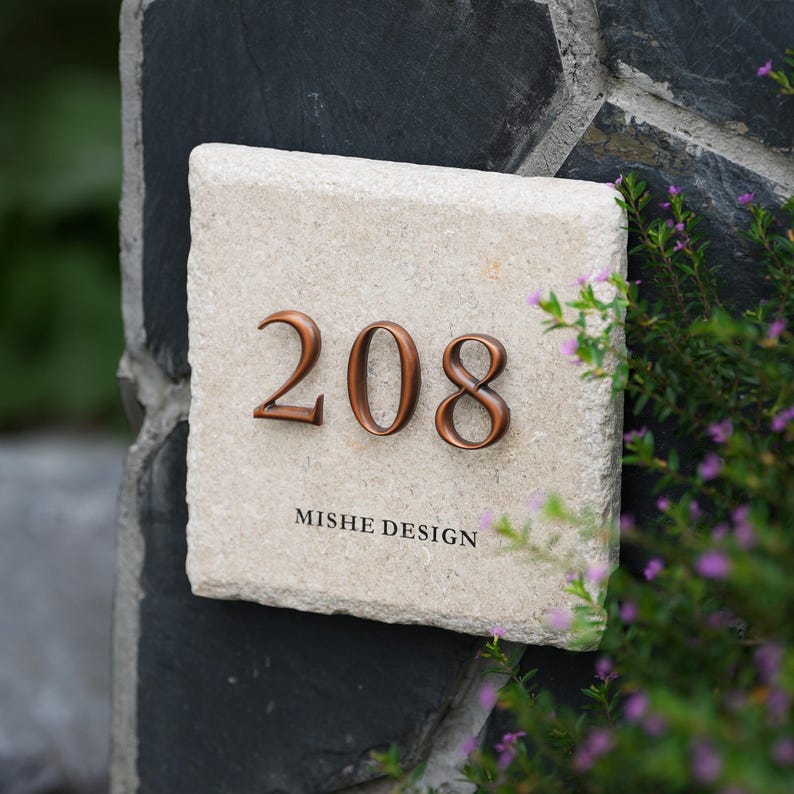 Luxury Custom Natural Stone Doorplate Address Sign Number Inlaid House ...