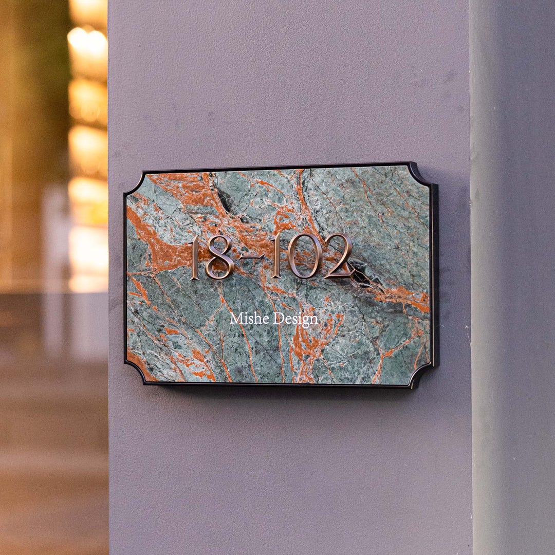 Luxury Marble Stone Address Signs,with Nature Stones,custom Brass ...