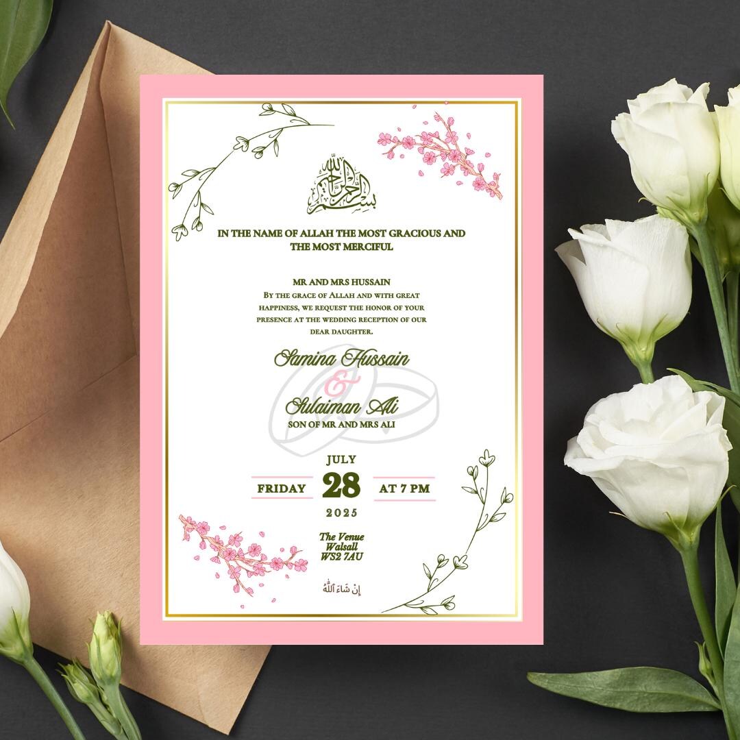 Editable Islamic Wedding Invitation | Nikah & Walima Canva Template ...