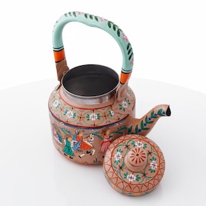 Hand-painted Tea Kettle | Rajasthani Floral Folk Decor - Etsy