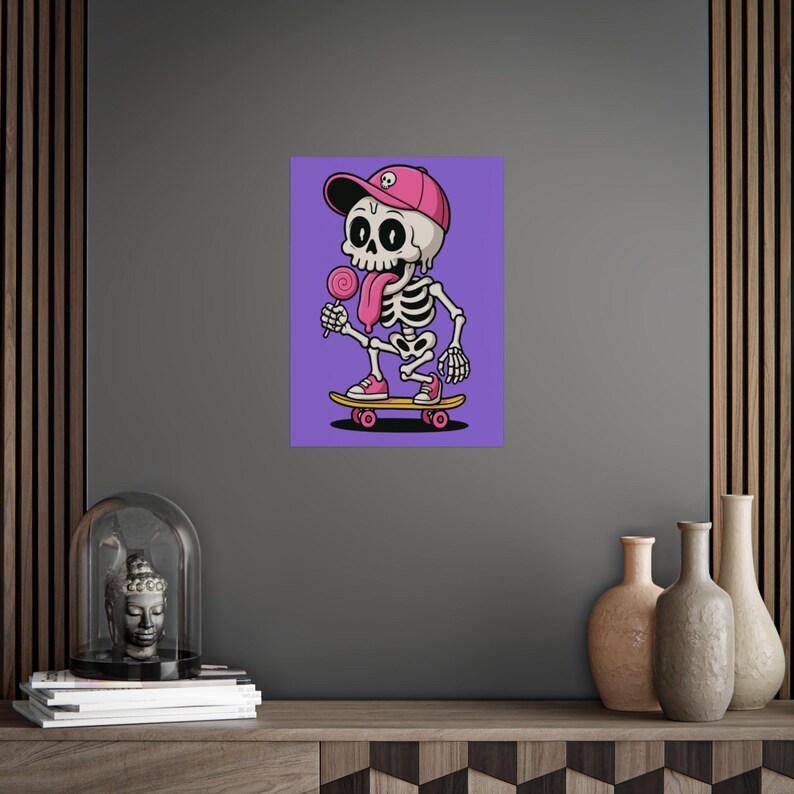 Funky Skeleton Skateboarder Poster, Halloween Wall Art - Etsy