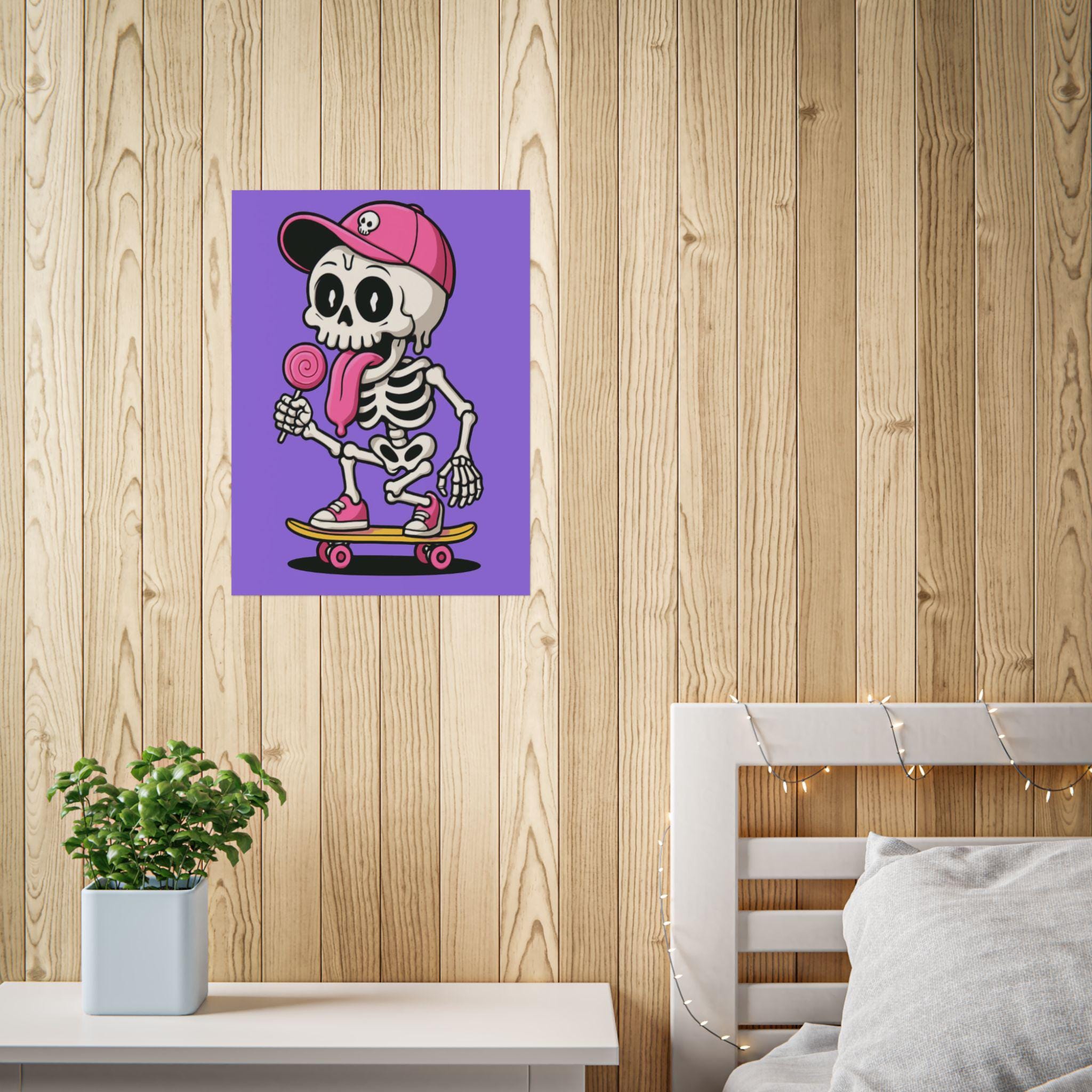 Funky Skeleton Skateboarder Poster, Halloween Wall Art - Etsy