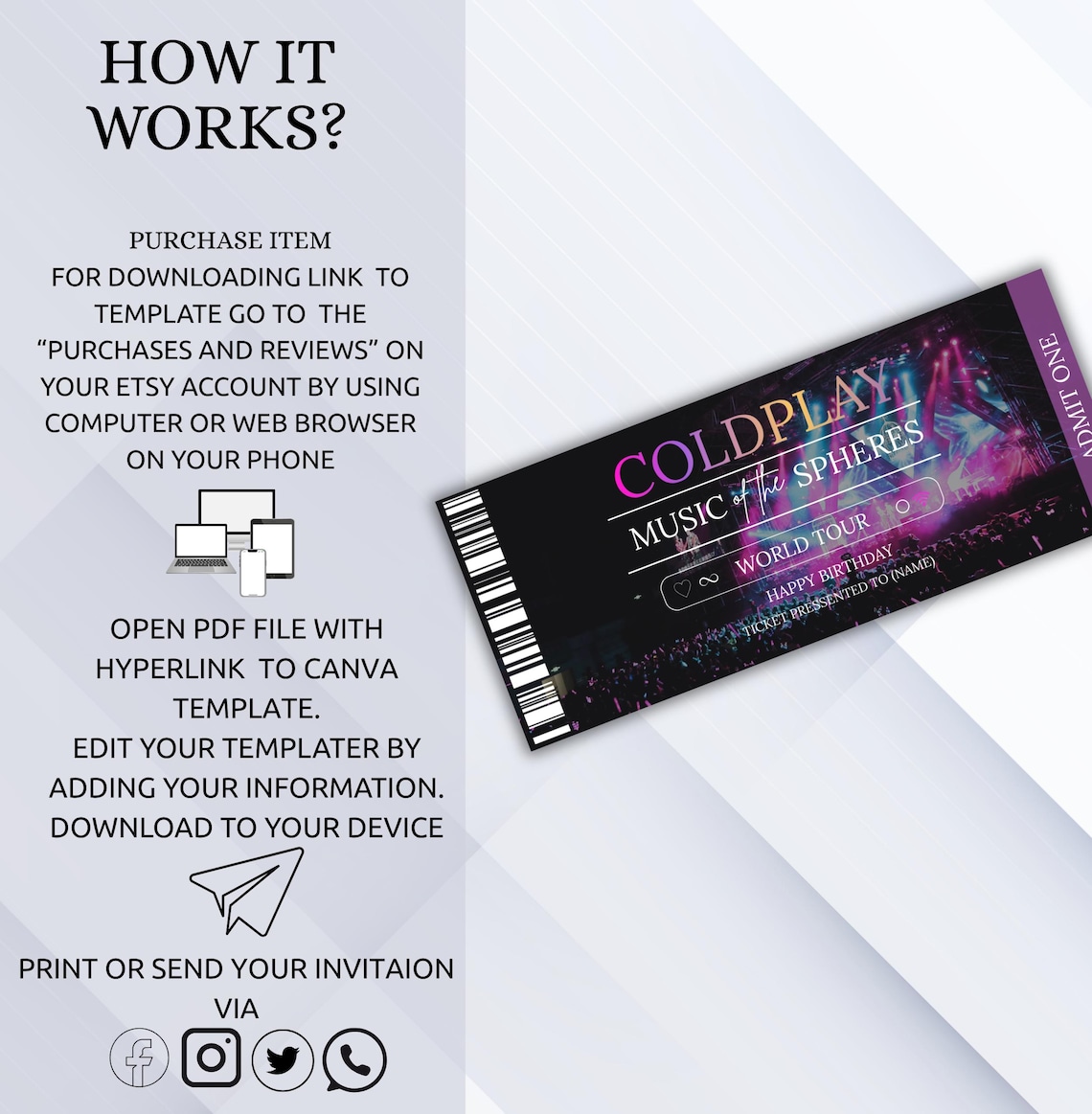 Editable Coldplay Concert Ticket Template: Music of the Spheres ...
