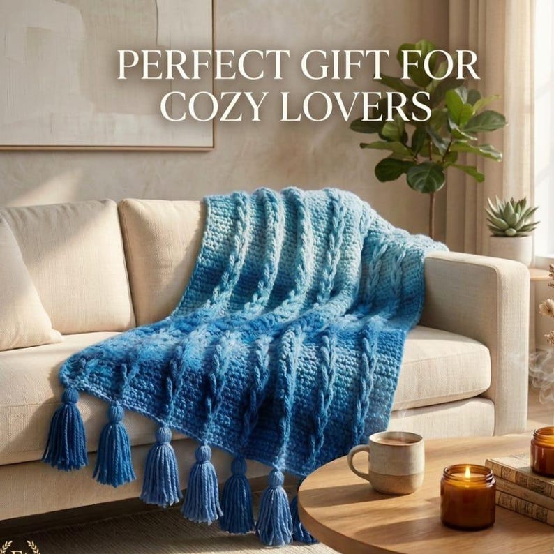 Crochet Blanket Pattern PDF | Mock Cable Throw Pattern | Easy Beginner ...