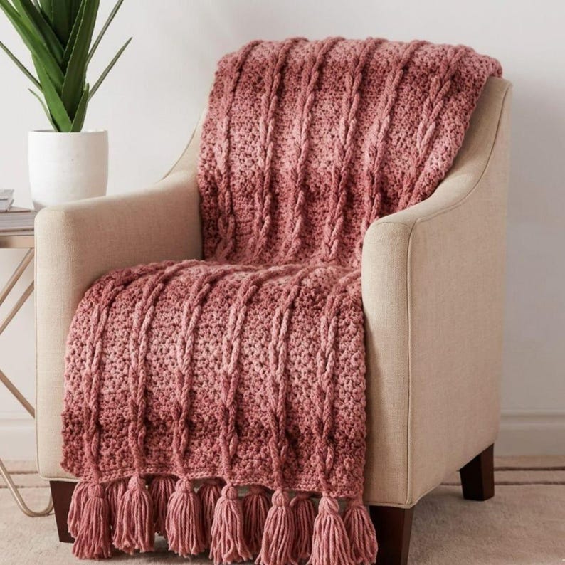 Crochet Blanket Pattern PDF | Mock Cable Throw Pattern | Easy Beginner ...