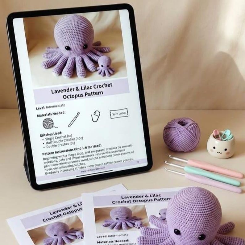 Crochet Octopus Pattern – No-sew Amigurumi Plush Toy Tutorial (PDF ...