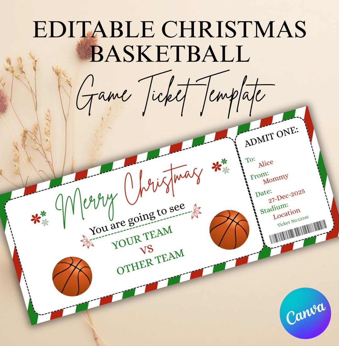 Christmas Basketball Game Ticket , Surprise Basketball Ticket ...