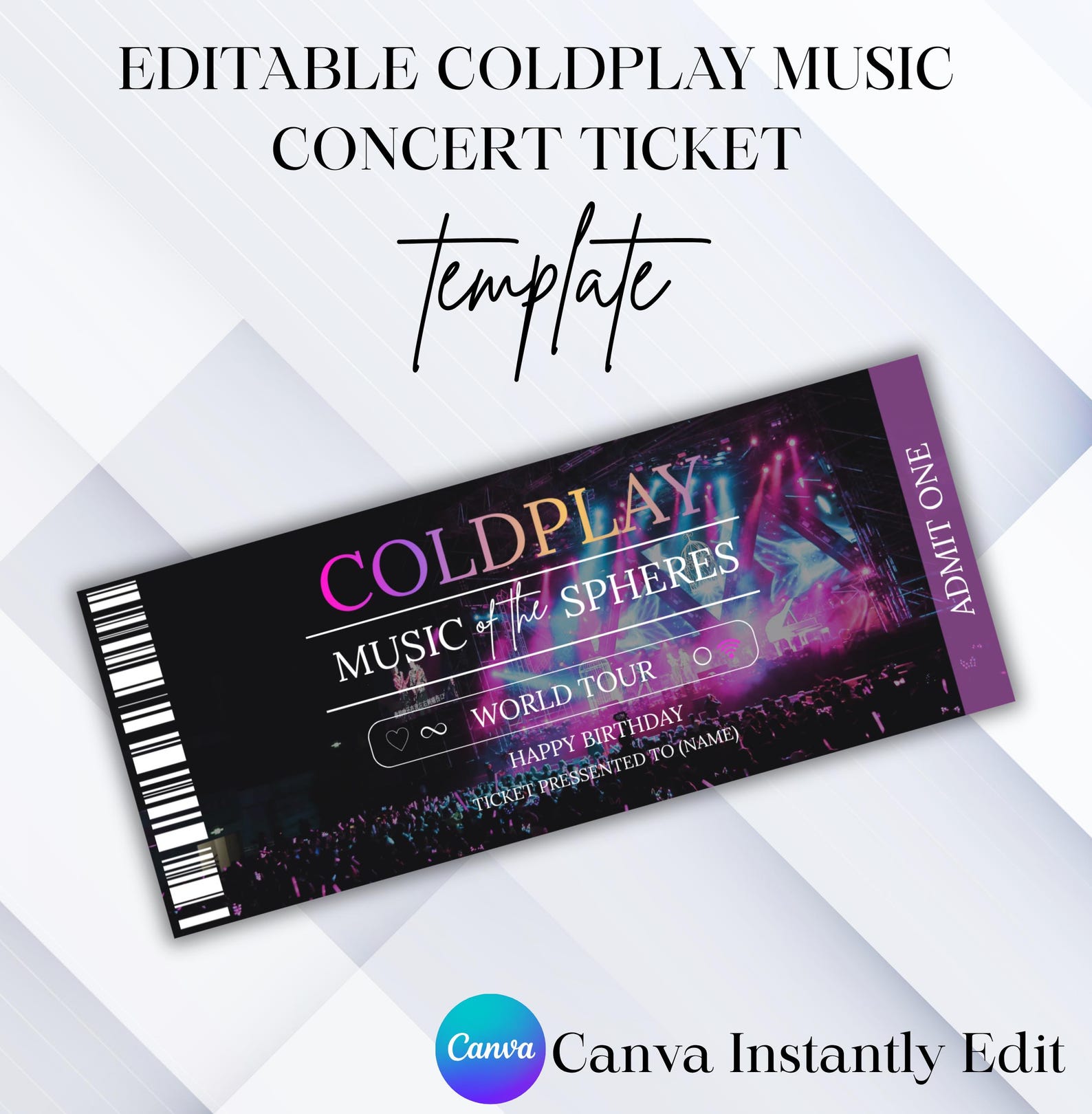 Editable Coldplay Concert Ticket Template: Music of the Spheres ...