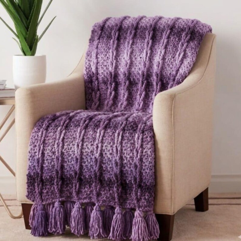 Crochet Blanket Pattern PDF | Mock Cable Throw Pattern | Easy Beginner ...