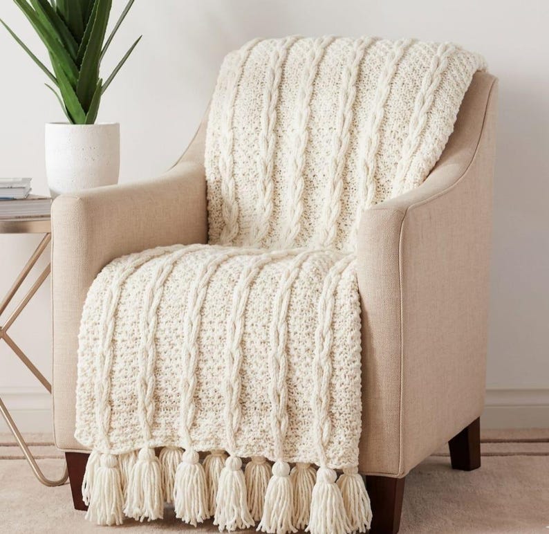 Crochet Blanket Pattern PDF | Mock Cable Throw Pattern | Easy Beginner ...