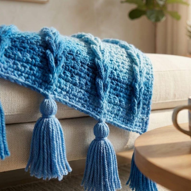 Crochet Blanket Pattern PDF | Mock Cable Throw Pattern | Easy Beginner ...