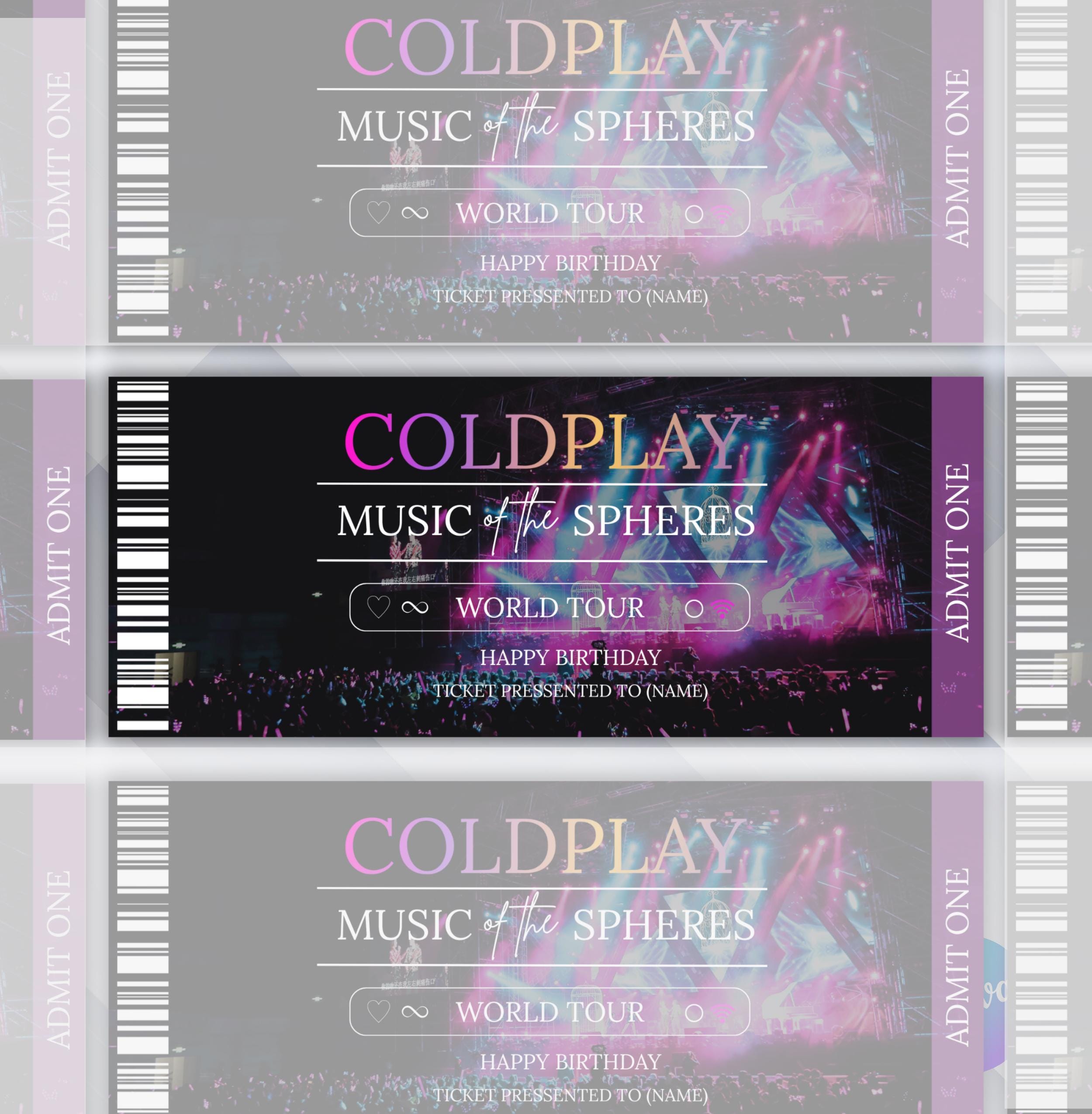 Editable Coldplay Concert Ticket Template: Music of the Spheres ...