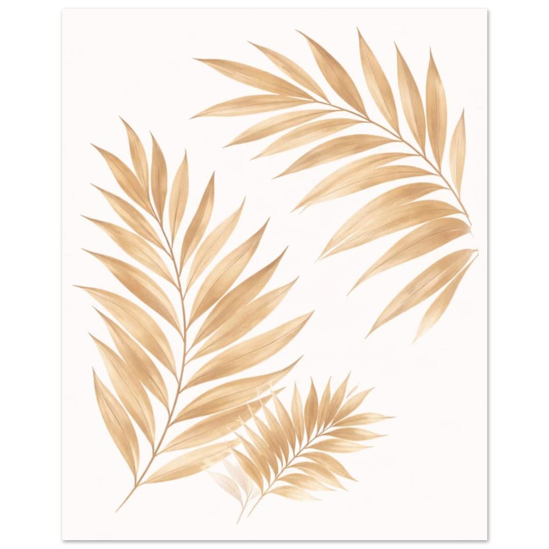 Neutral Palm Leaf Wall Art Print | Minimalist Botanical Framed Canvas ...