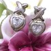 Vintage Sterling Silver Rhinestone Heart Stud Earrings - Etsy