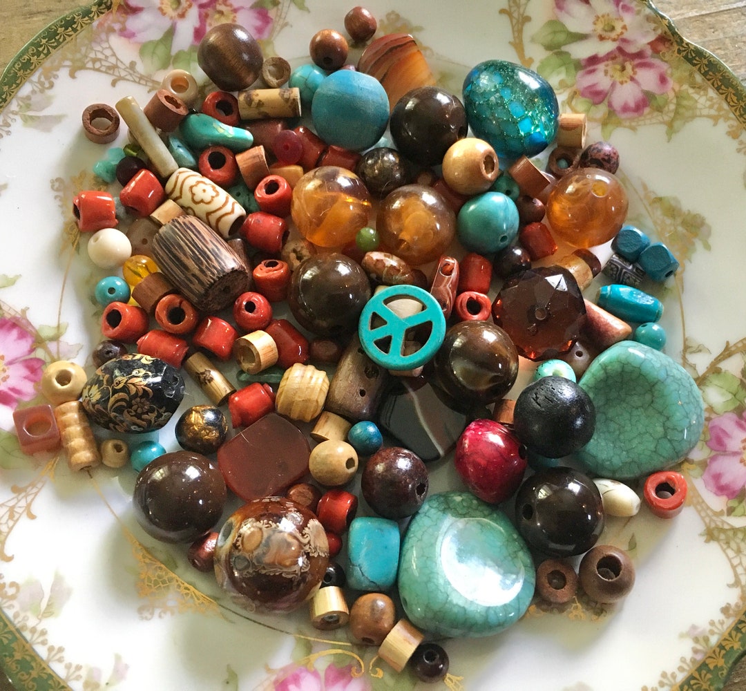 Boho Indie Bead Lot Beads Wood Cork Glass Acrylic Modern Beads - Etsy