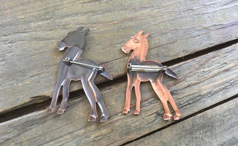 Lot of Two Copper Horse Donkey Brooch Pins Wear or Crafts - Etsy