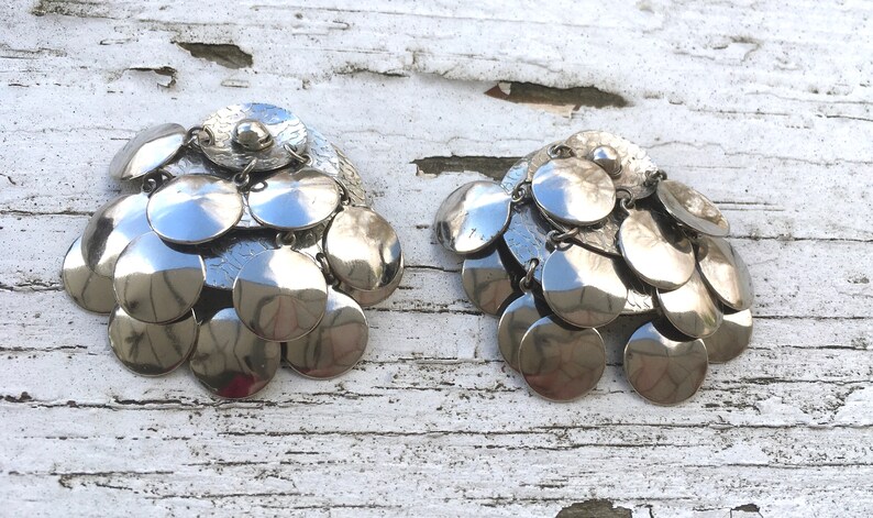 Vintage Cha Cha Silver Tone Statement Clip Earrings Vintage | Etsy