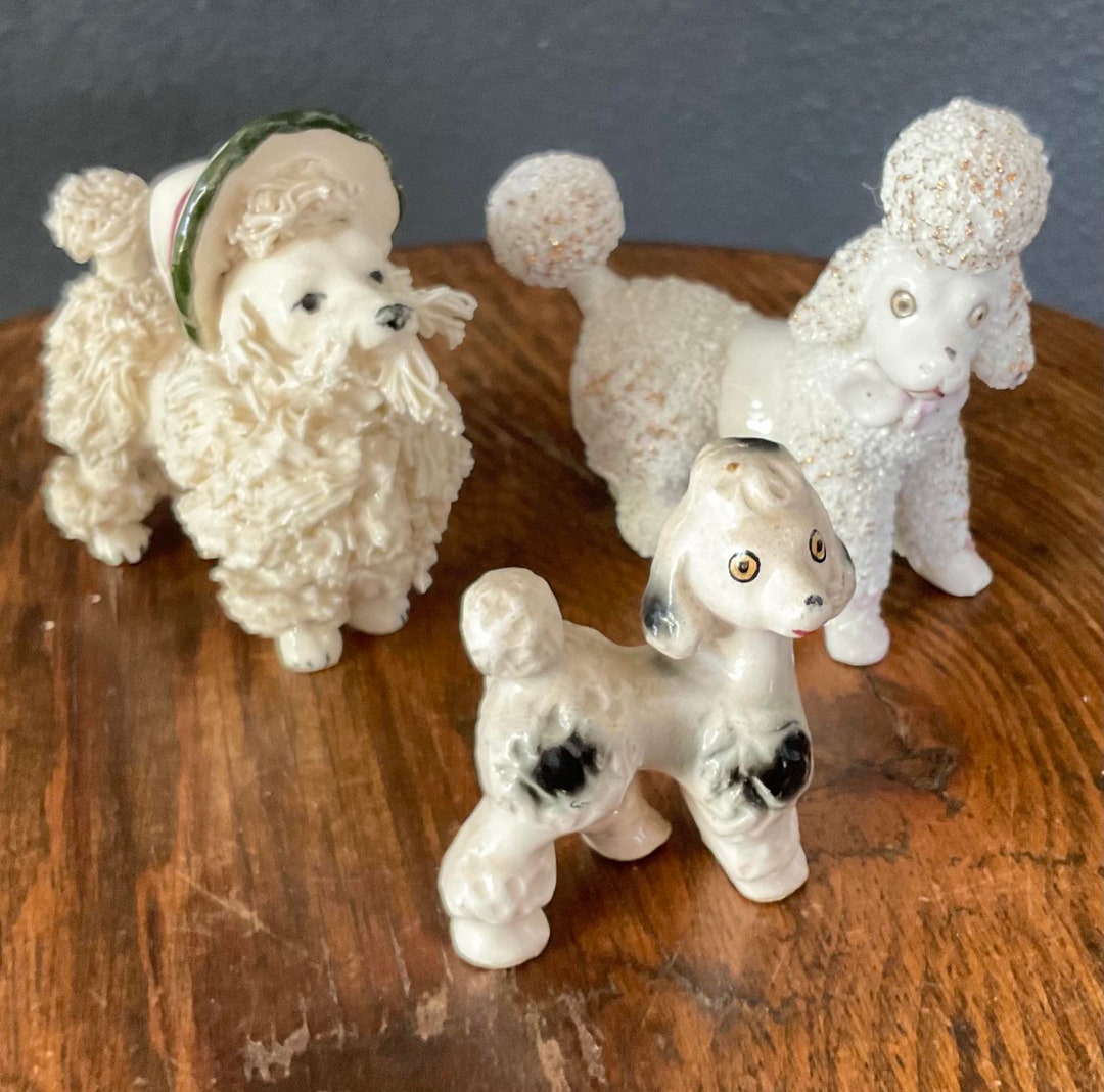 Vintage Set of Three MCM Small Poodles Spaghetti Poodle White Cream ...