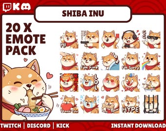 Shiba Inu Emote Pack | 20 Anime Dog Twitch Emotes (PNG Instant Download ...