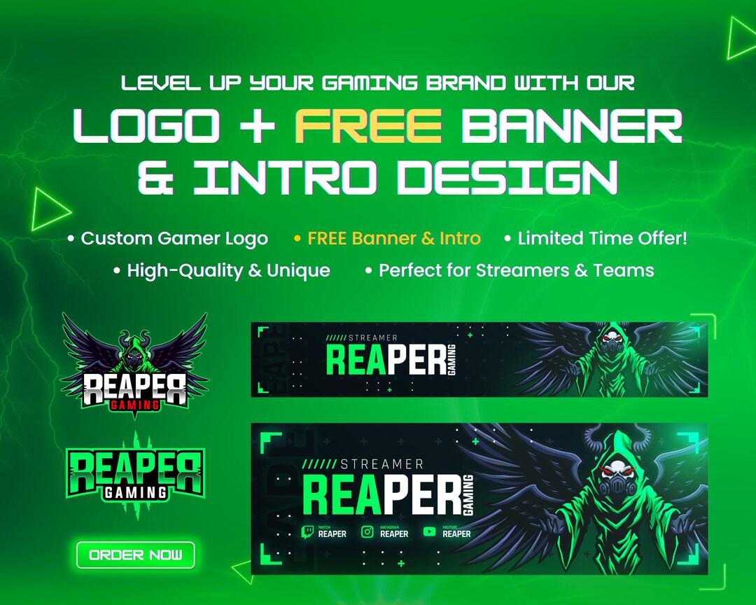 Custom Gamer Logo + Streamer Banner & Animated Intro Pack - Etsy