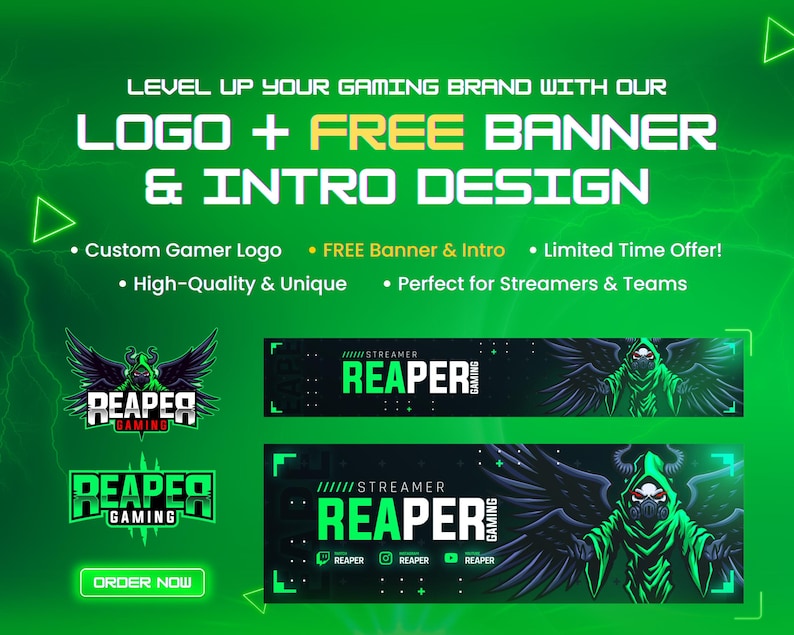 Custom Gamer Logo + Streamer Banner & Animated Intro Pack - Etsy