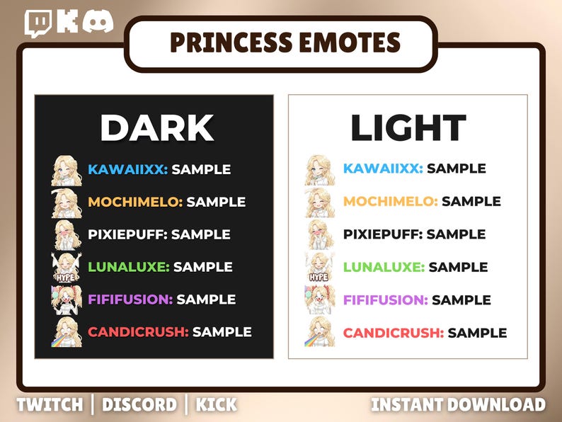 Anime Princess Twitch Emotes Pack | Streamer Emotes (digital Download ...