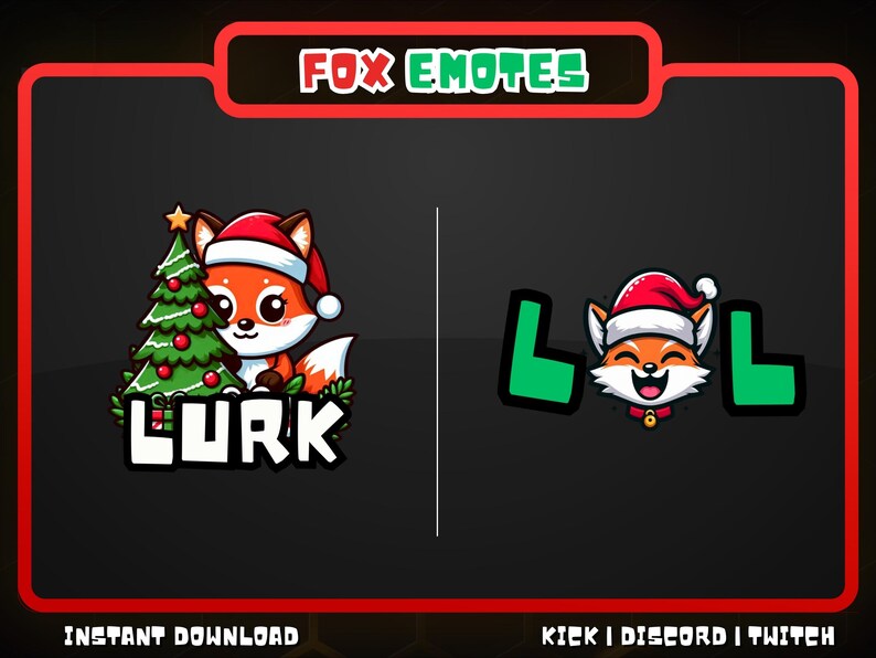 Cute Christmas Fox Emotes Pack | Twitch, Discord, Kick Streaming Emotes ...
