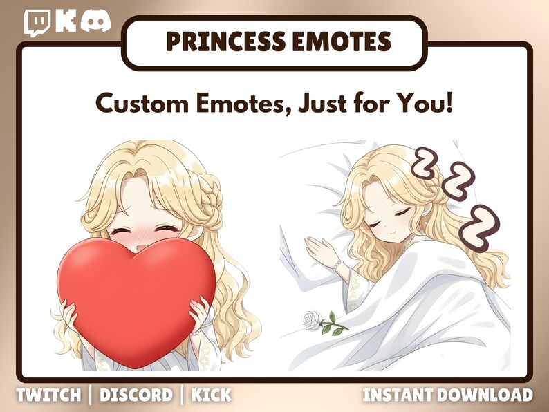 Anime Princess Twitch Emotes Pack | Streamer Emotes (digital Download ...