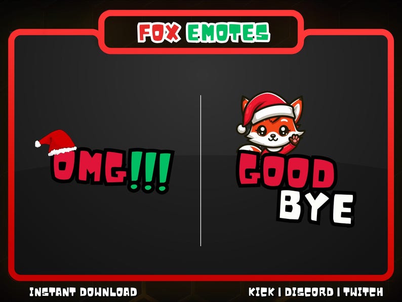 Cute Christmas Fox Emotes Pack | Twitch, Discord, Kick Streaming Emotes ...