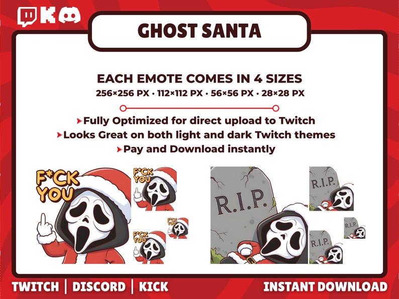 Ghost Santa Emotes Pack | Spooky Christmas Stream Emotes (PNG Digital ...