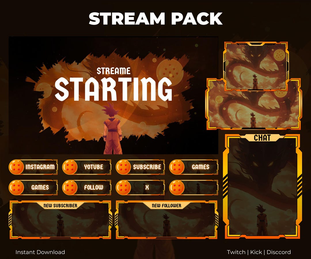 Golden Energy Animated Stream Overlay Pack | Twitch, Kick, Youtube ...
