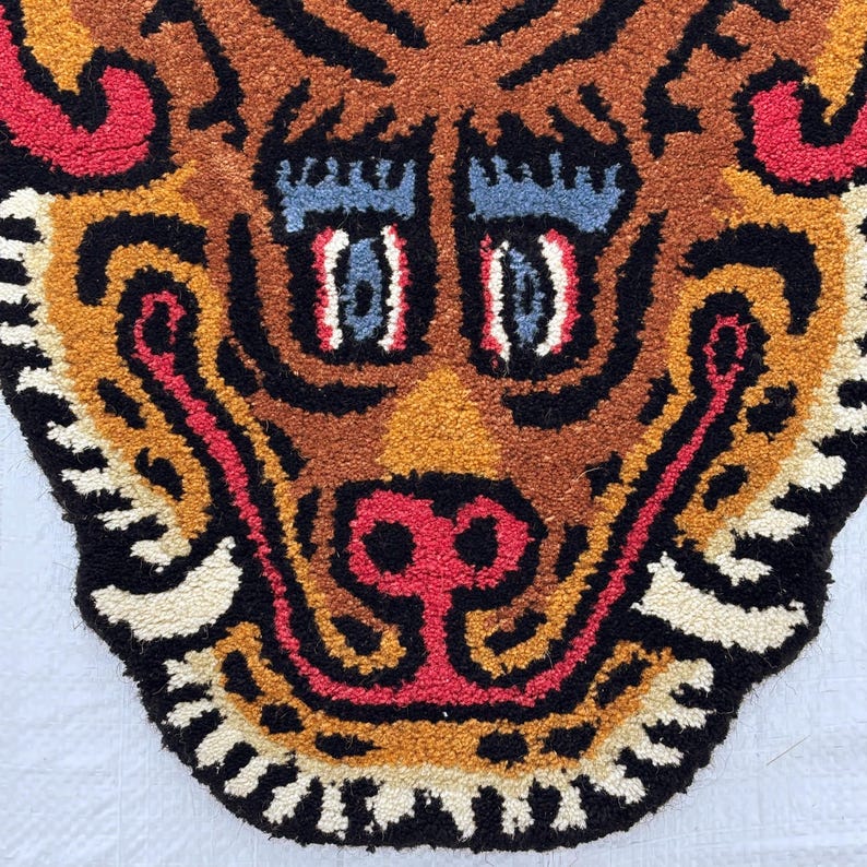 Tibetan Tiger Rug - Handmade Wool Tufted Rug | Animal Motif Rug ...
