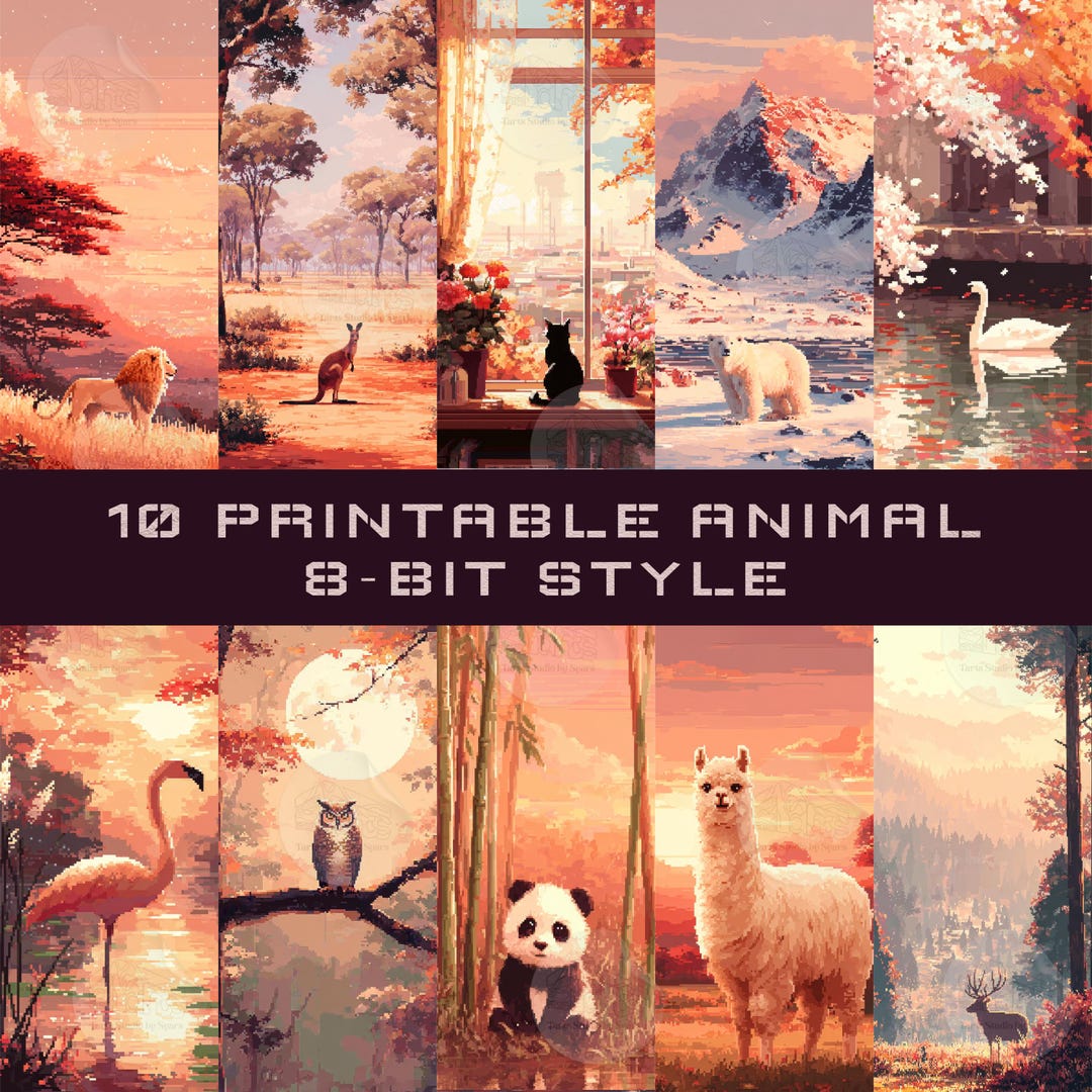 Animal 8-bit Pixel Art Set C | Cute Retro Pixel Animals | 8 Bit Game ...