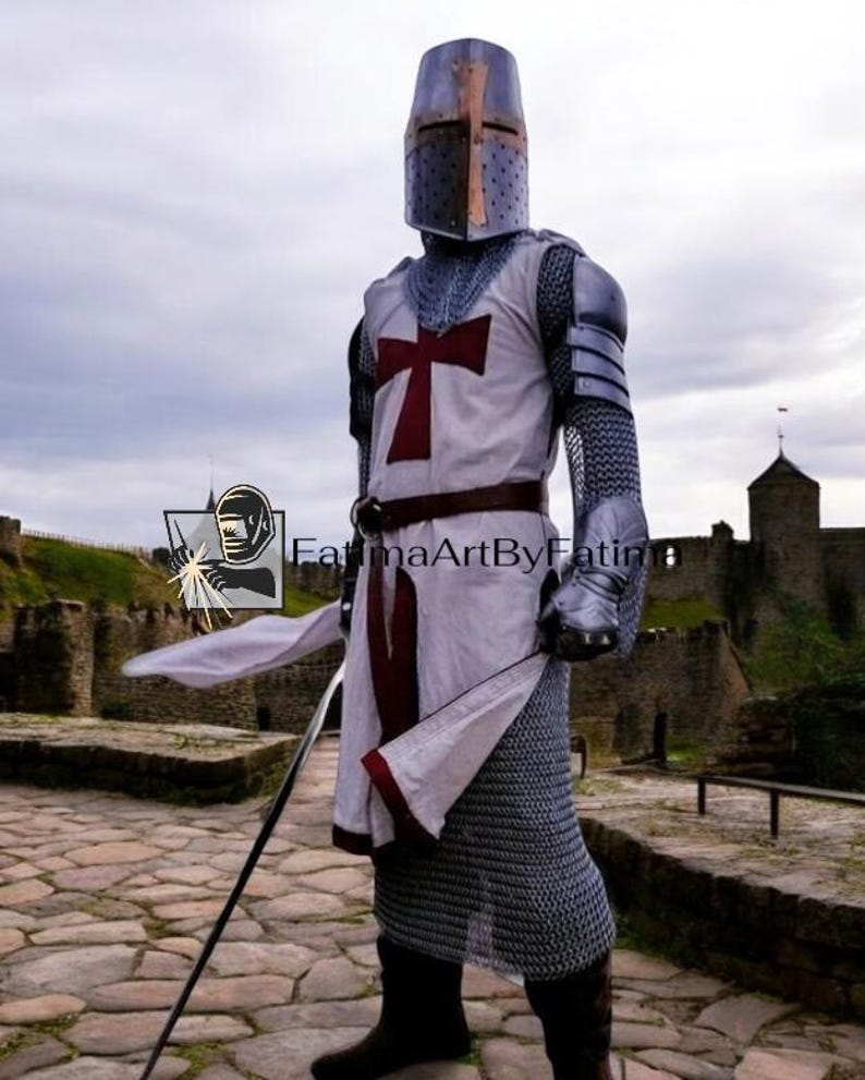 Medieval Templar Knight Full Armor Suit: Crusader Cosplay, Historical ...