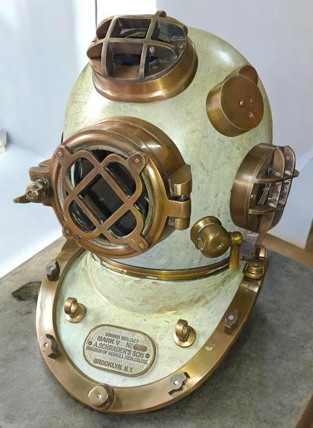 Antique Brass US Navy Mark V Scuba Divers Diving Helmet Replica ...