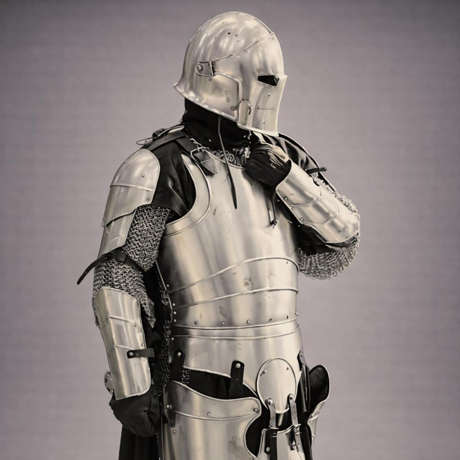 Handmade 18 Gauge Steel Knight Armor | Wearable Barbuta Helmet, LARP ...
