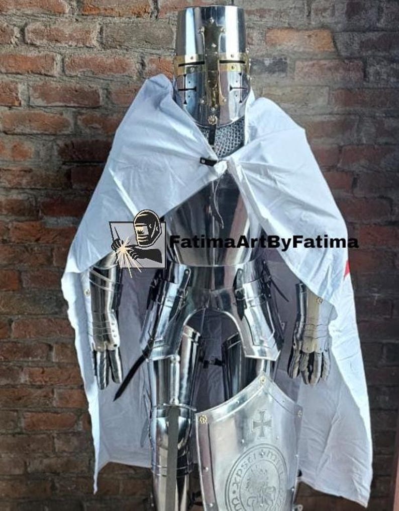 Medieval Knight Full Body Suit: Wearable Steel Templar Crusader Armor ...