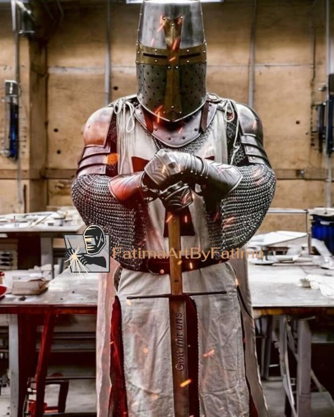 Medieval Templar Knight Full Armor Suit: Crusader Cosplay, Historical ...