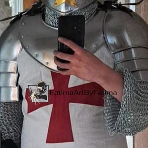 Medieval Templar Knight Full Armor Suit: Crusader Cosplay, Historical ...