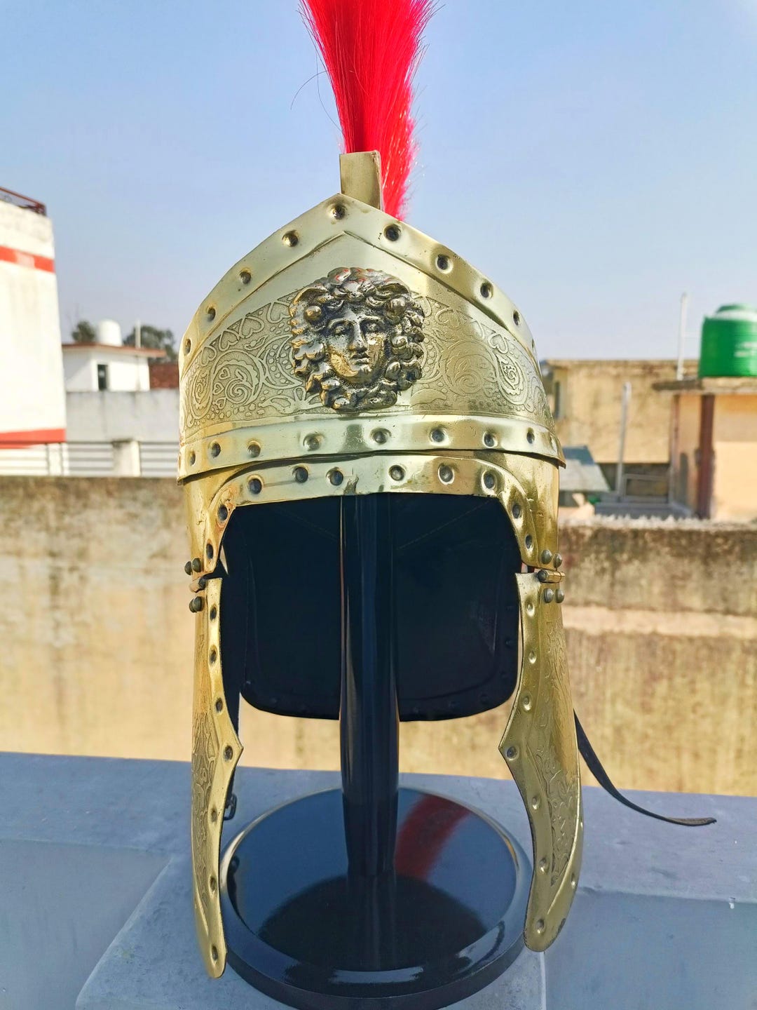 Medieval Roman Centurion Engraved Helmet With Free Wooden Stand SCA ...