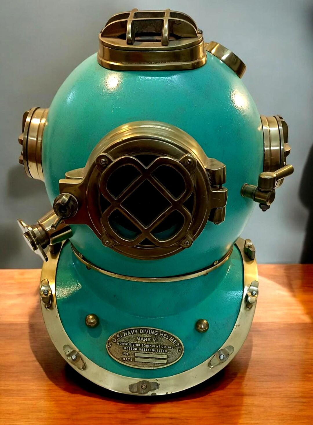 Antique Blue Mark V US Navy Divers Diving Helmet Replica: Antique Steel ...