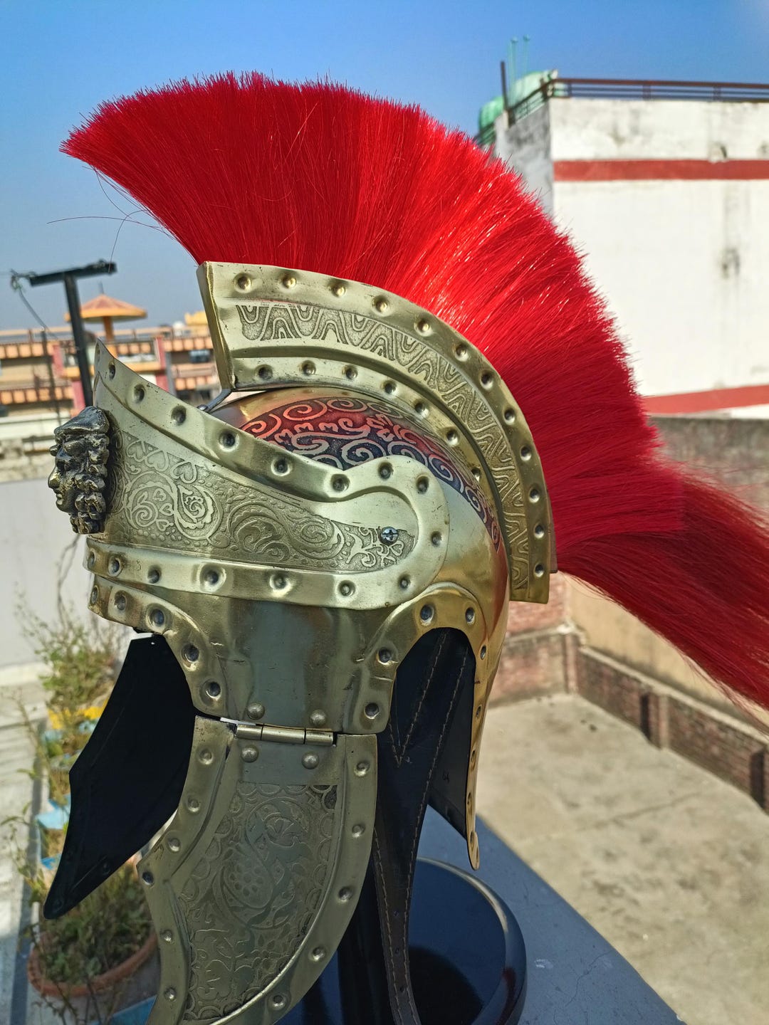 Medieval Engraved Roman Greek Centurion Helmet: Steel SCA LARP Cosplay ...
