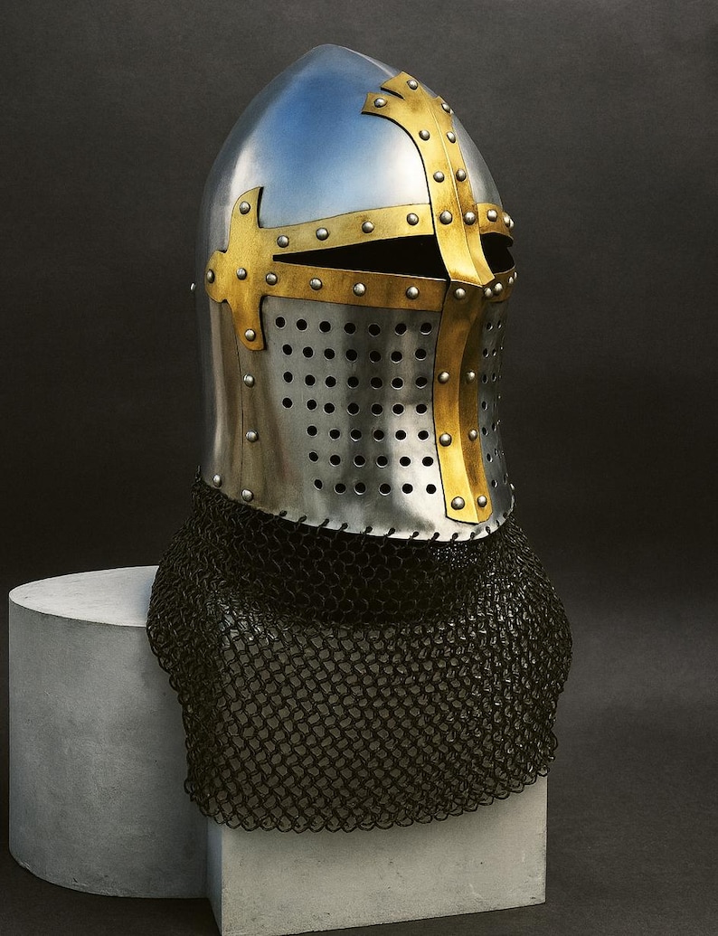 Bascinet Spoleto Helmet With Chainmail | Medieval Steel Combat Helmet ...