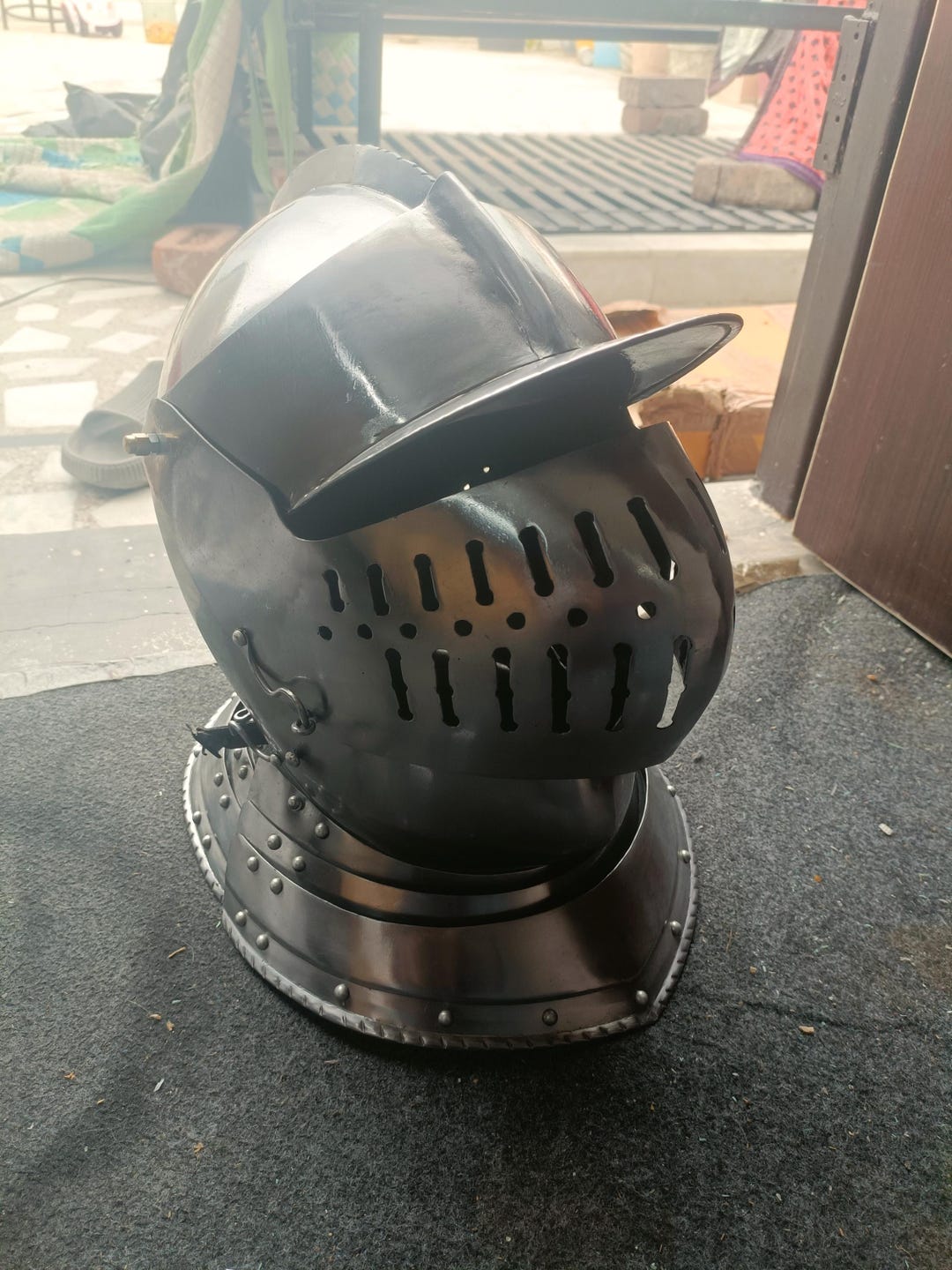 Medieval Knight Full Face Helmet | European Warrior Armor Helmet | LARP ...