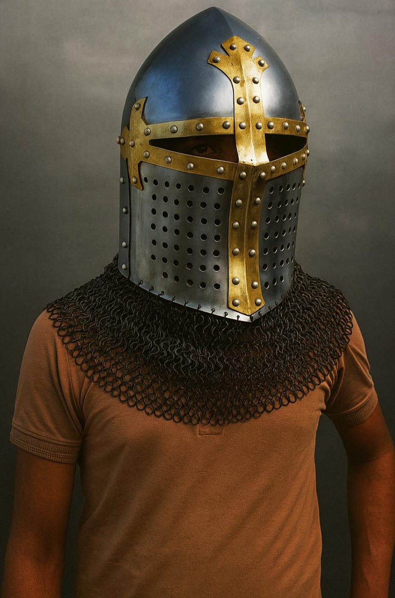 Bascinet Spoleto Helmet With Chainmail | Medieval Steel Combat Helmet ...