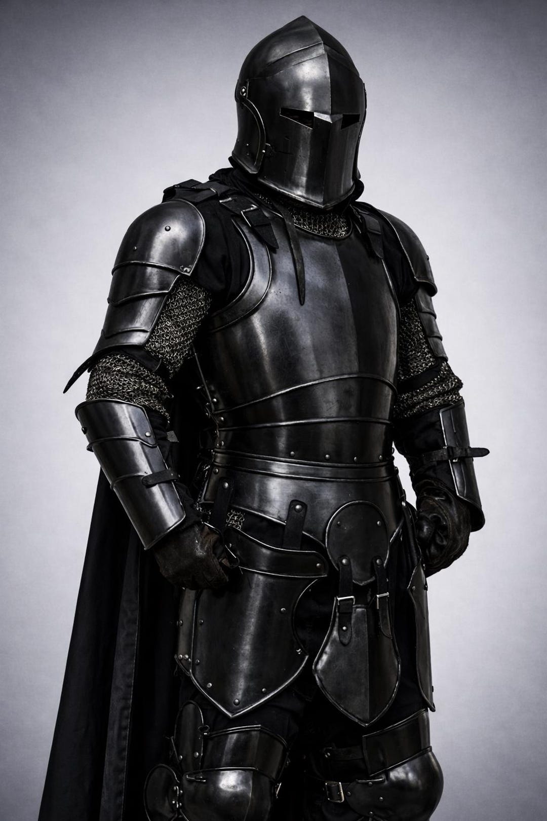 Wearable Black Barbuta Knight Armor Suit | 18 Gauge Steel, LARP Cosplay ...